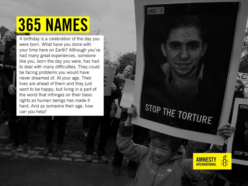 Amnesty International 365 Names | 2016 D&AD New Blood Winner | Amnesty ...